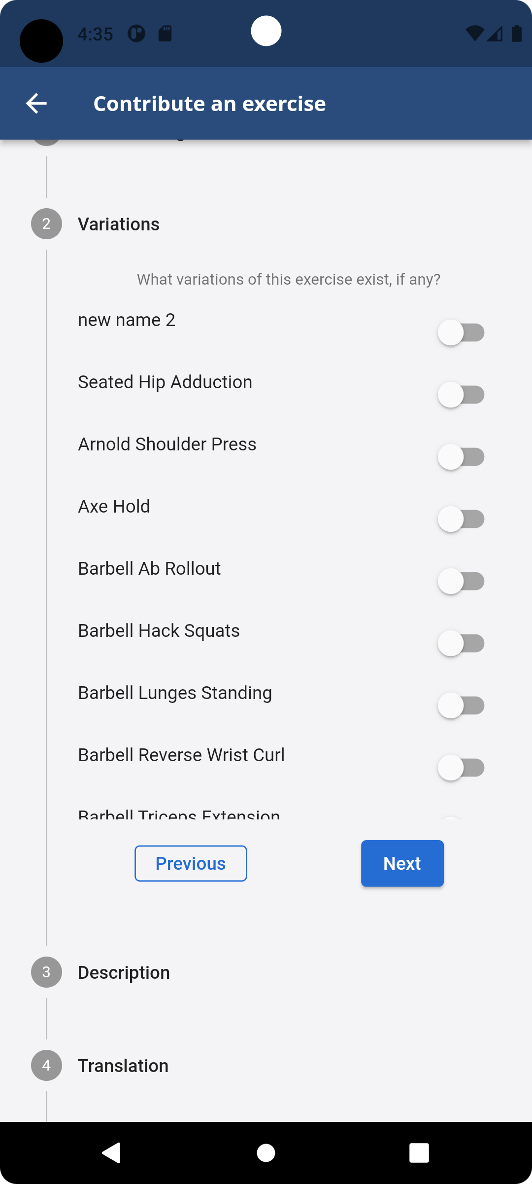Improve Variations Widget For New Exercises · Issue 254 · Wger Projectflutter · Github