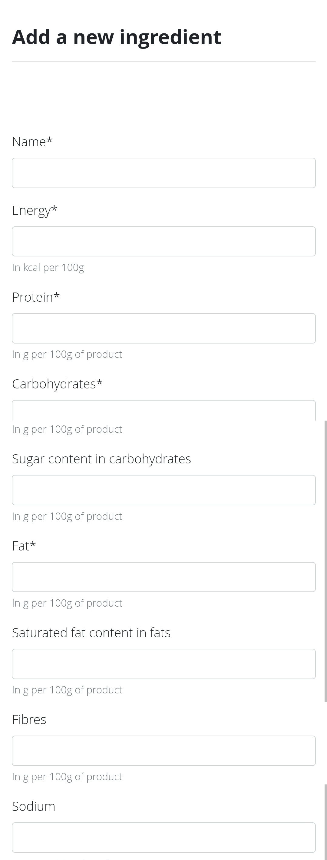 Improvement to ingredient form · Issue #550 · wger-project/wger · GitHub