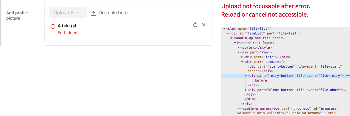 A11y-Issue: File Upload after error · Issue #308 · vaadin/vaadin-upload ... A11y-Issue: File Upload after error · Issue #308 · vaadin/vaadin-upload ...