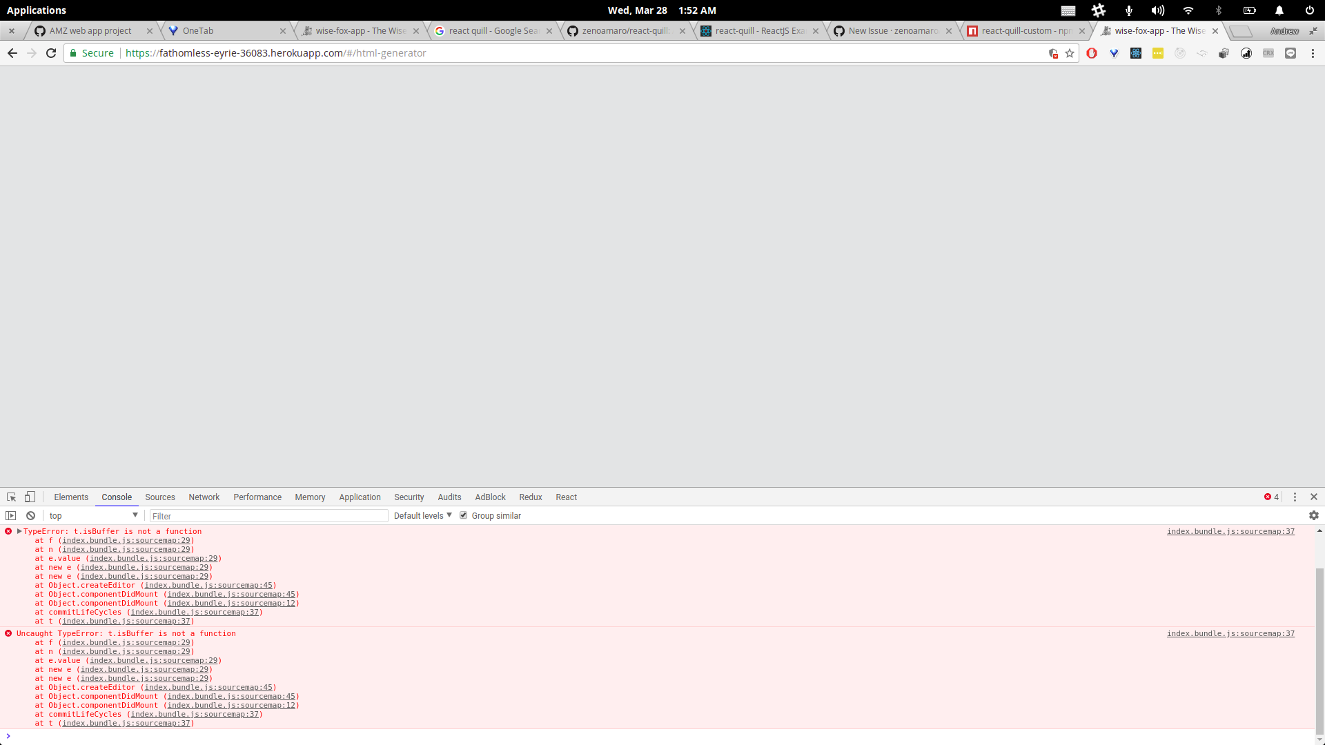 react-quill crashes app during production build · Issue #346 · zenoamaro/react-quill · GitHub