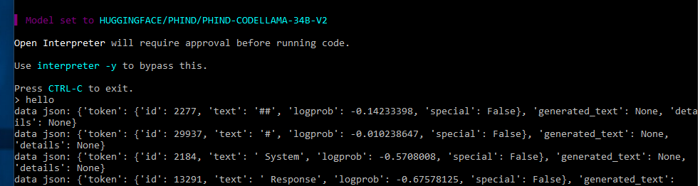 Using Huggingface Print All Json Tokens · Issue 577 · Killianlucasopen Interpreter · Github