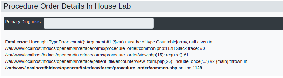 Php8 Edit Existing Procedure Order Form Throws Error · Issue 4499 · Openemropenemr · Github 1042