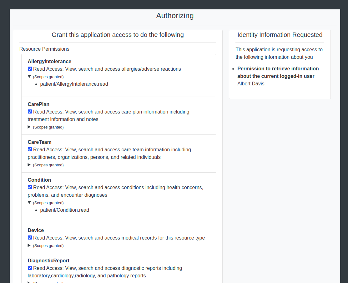 FHIR Patient Authorization Screen Show Human Readable Permissions · Issue #5192 · openemr ...
