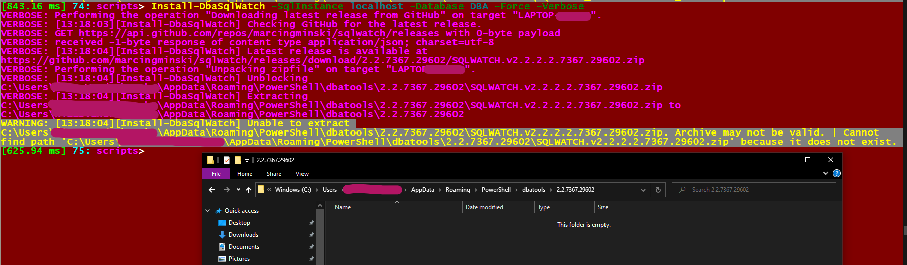 [Bug] Install-DbaSqlWatch -Force skips download · Issue #6461 · dataplat/dbatools · GitHub
