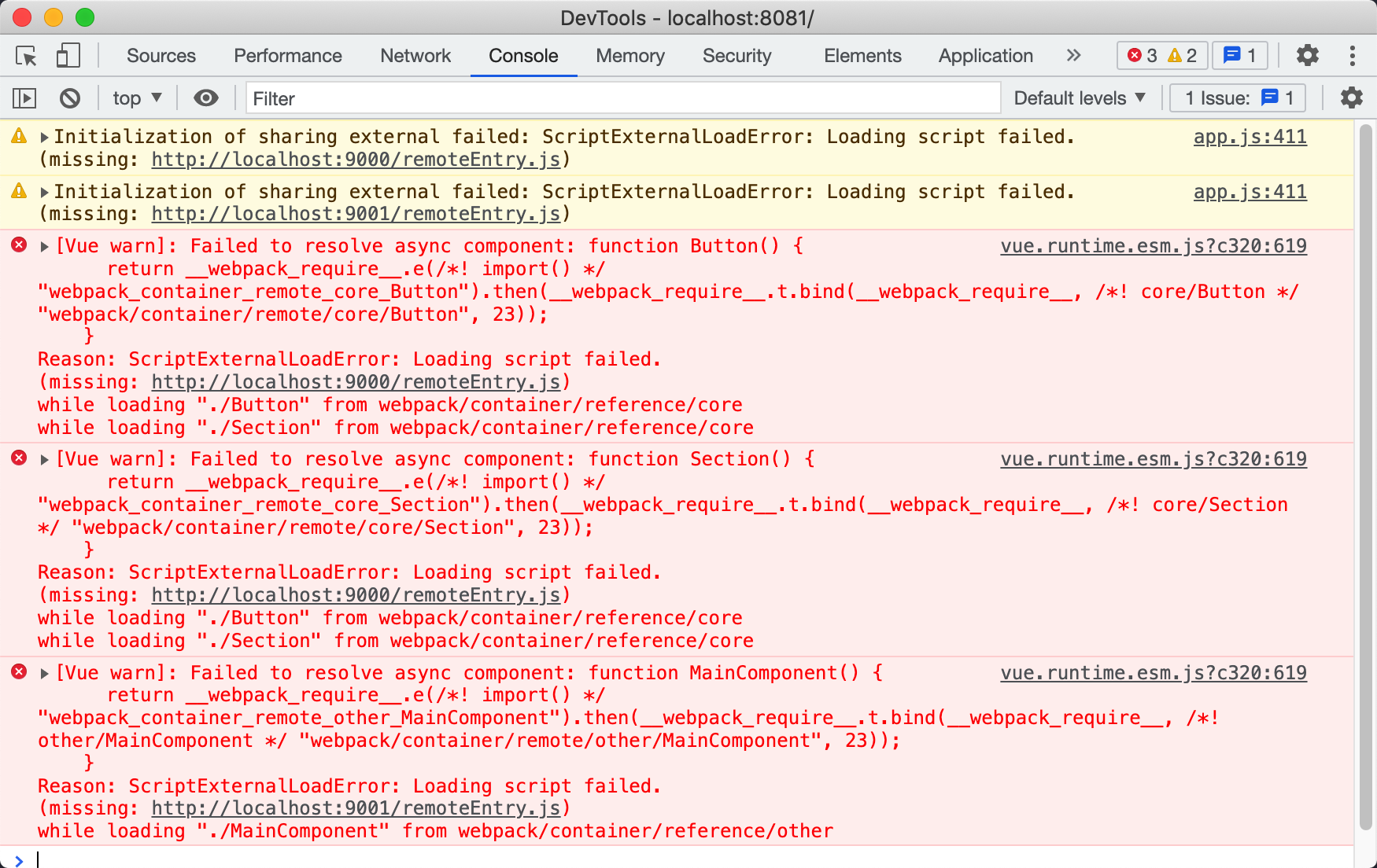 Vue Cli下的三个app未改动本地运行后报错 · Issue 1686 · Module Federationmodule Federation Examples · Github 
