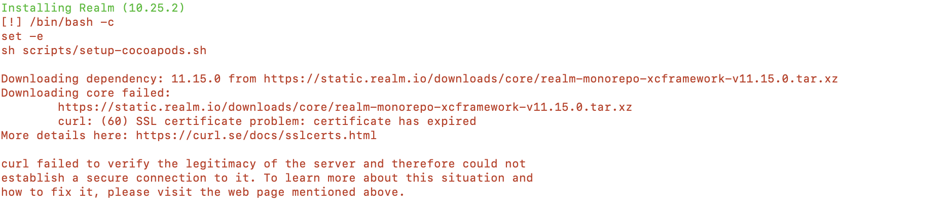 static.realm.io SSL certificate expired · Issue #7825 · realm/realm-swift · GitHub