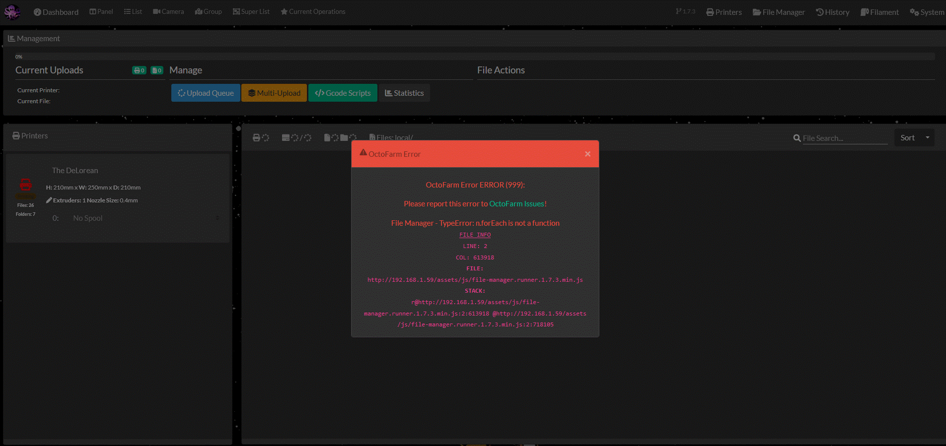 n.foreach is not a function error · Issue #1332 · OctoFarm/OctoFarm · GitHub