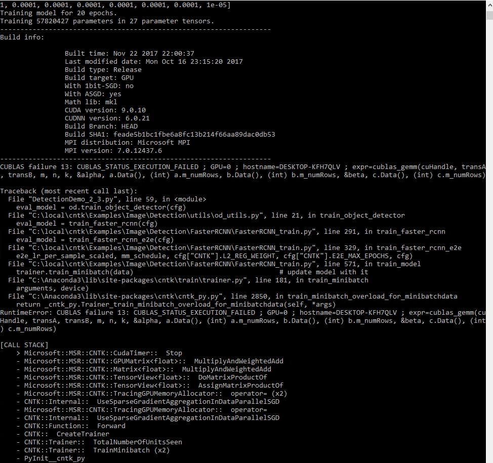 CNTK 2.2 - CUBLAS failure 13 in fasterRCNN detectiondemo.py · Issue ...