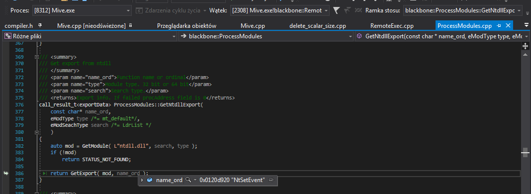 ProcessModules::GetExport fails when RemoteExec::PrepareCallAssembly is ...