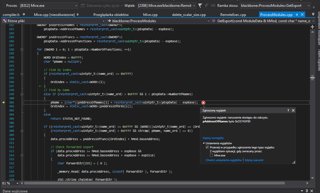 ProcessModules::GetExport fails when RemoteExec::PrepareCallAssembly is ...