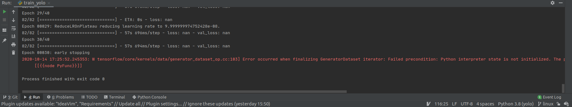 Error occured when finalizing GeneratorDataset iterator · Issue #195 · AntonMu/TrainYourOwnYOLO ...