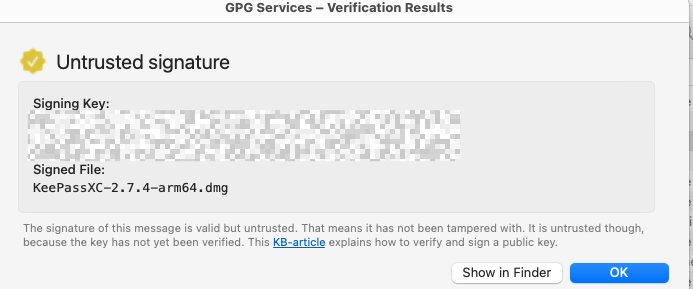 macOS Signature Verification using GPG Keychain · Issue #8919 · keepassxreboot/keepassxc · GitHub