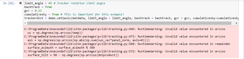 set1axis: Hide or fix PVLIB RuntimeWarning · Issue #163 · NREL/bifacial_radiance · GitHub
