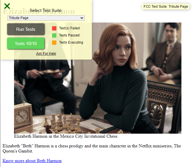 GitHub - agnes-santos/elizabeth-harmon-tribute: A tribute to the great Elizabeth Harmon in ...
