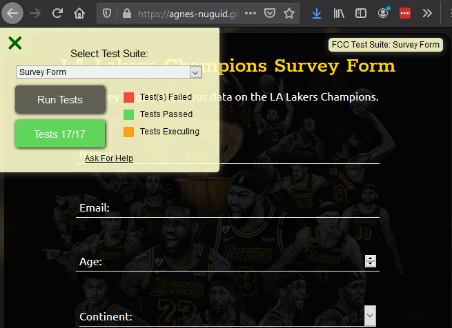 GitHub - agnes-santos/lakers-survey-form: An LA Lakers survey form, a ...