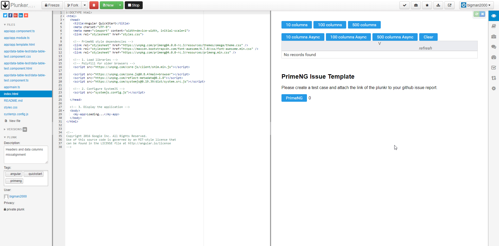 Headers missalignment · Issue #4494 · primefaces/primeng · GitHub