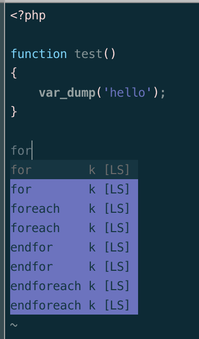 How do I complete the for loop? · Issue #1298 · phpactor/phpactor · GitHub