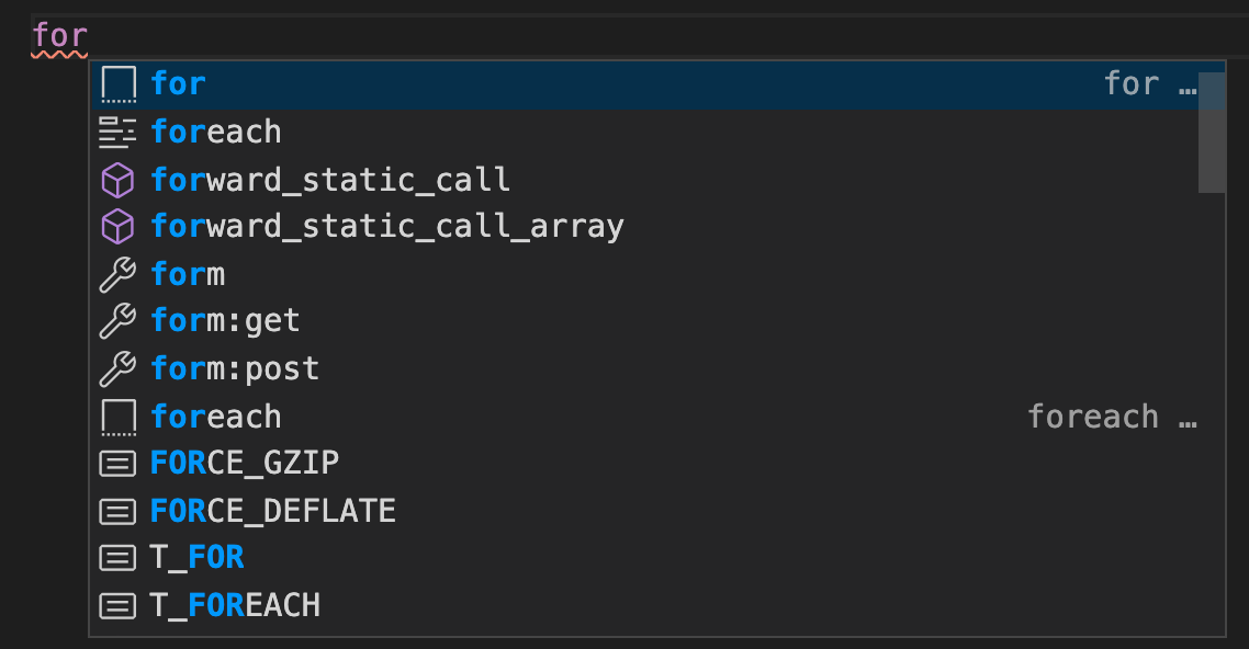 How do I complete the for loop? · Issue #1298 · phpactor/phpactor · GitHub