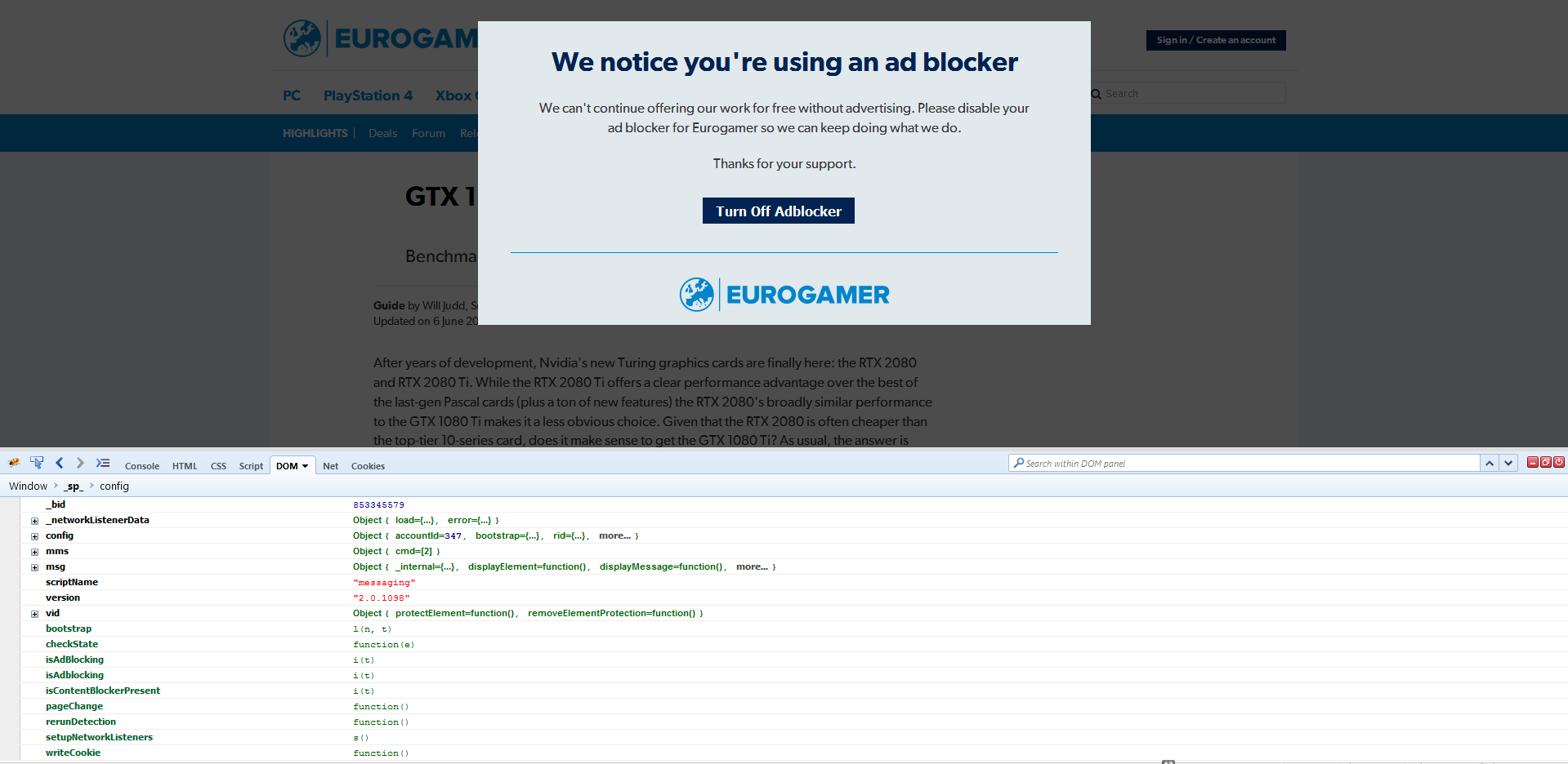 Doesn't work on Eurogamer.net · Issue #4314 · reek/anti-adblock-killer · GitHub