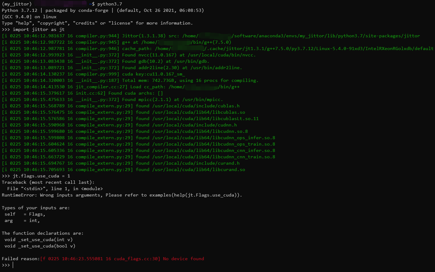 E Cuda 1报错 · Issue 292 · Jittor Jittor · Github