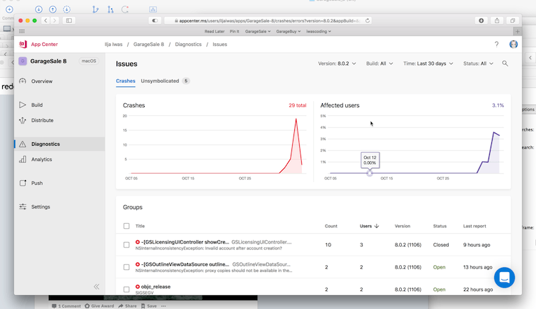 Diagnosis page should retain version & crash sort oder · Issue #1308 · microsoft/appcenter · GitHub