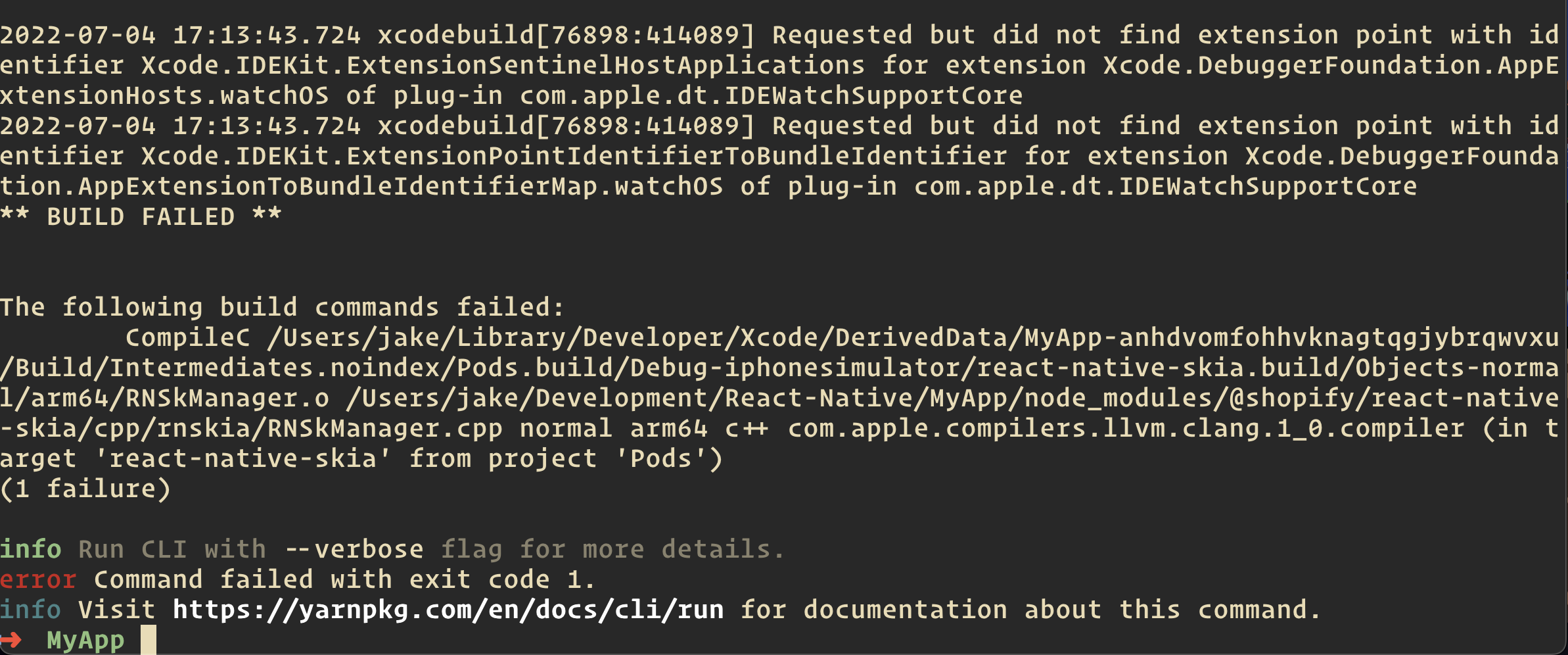 iOS fails to compile new RN project based on 0.69.1 when RN Skia is added. · Issue #661 ...