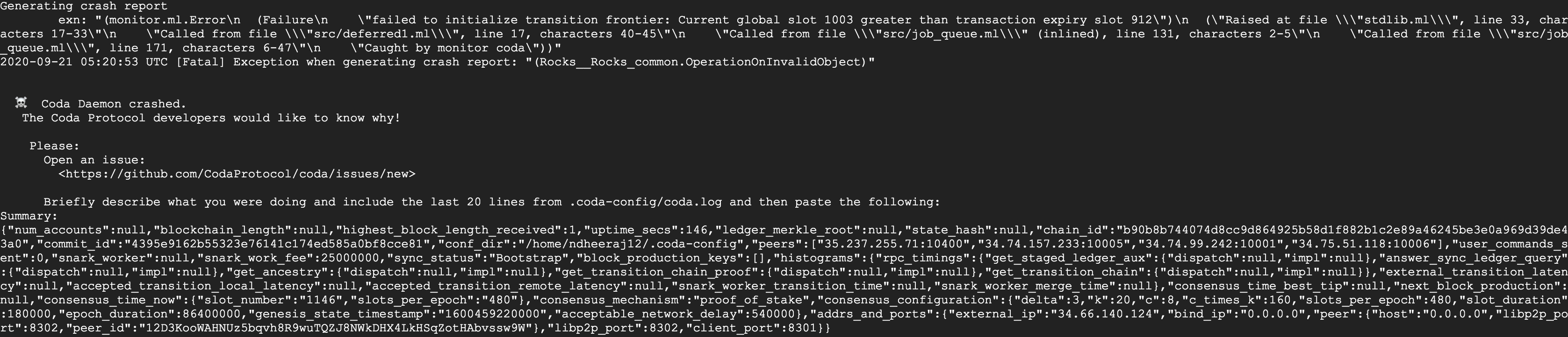 Daemon Crashed With Corrupted Crash Report · Issue 6070 · Minaprotocolmina · Github 