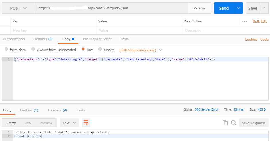 Error when adding parameters in POST request API to download card data · Issue #6197 · metabase ...