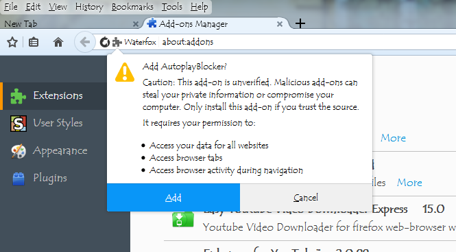 Unable to Download Add-Ons from Mozilla Website · Issue #945 · BrowserWorks/Waterfox · GitHub