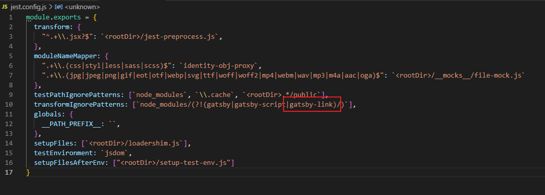 Jest Failing To Parse A File Due To `gatsby Link` `cannot Use Import Statement Outside A Module 