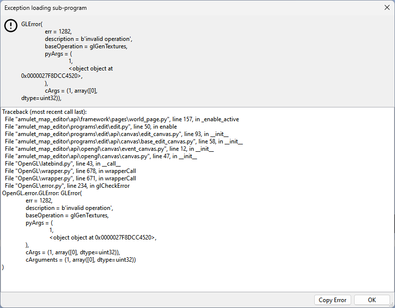 Bug Report Cant Load 3d World · Issue 778 · Amulet Teamamulet Map Editor · Github 