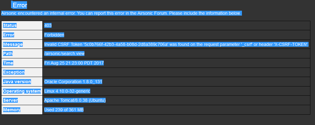 search breaks when the session times out · Issue #536 · airsonic/airsonic · GitHub