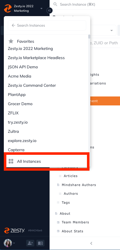 All Instances Button Not Working In New Global Nav · Issue 1992 · Zesty Io Manager Ui · Github