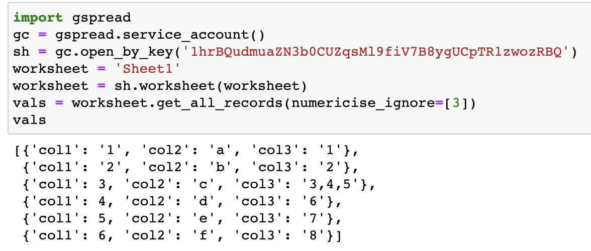 Error with numericise ignore specific column · Issue #1069 · burnash/gspread · GitHub