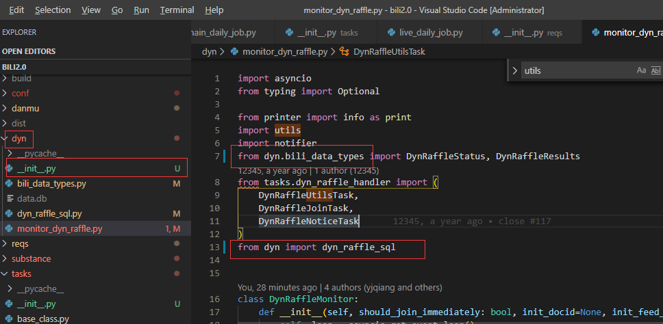 引用其他py文件时，建议添加__init__.py 以包的方式引入 · Issue #382 · yjqiang/bili2.0 · GitHub