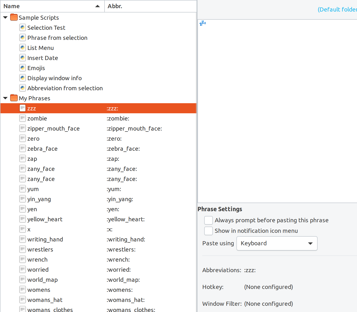 Programmatically set phrase and abbreviation settings · Issue #288 · autokey/autokey · GitHub