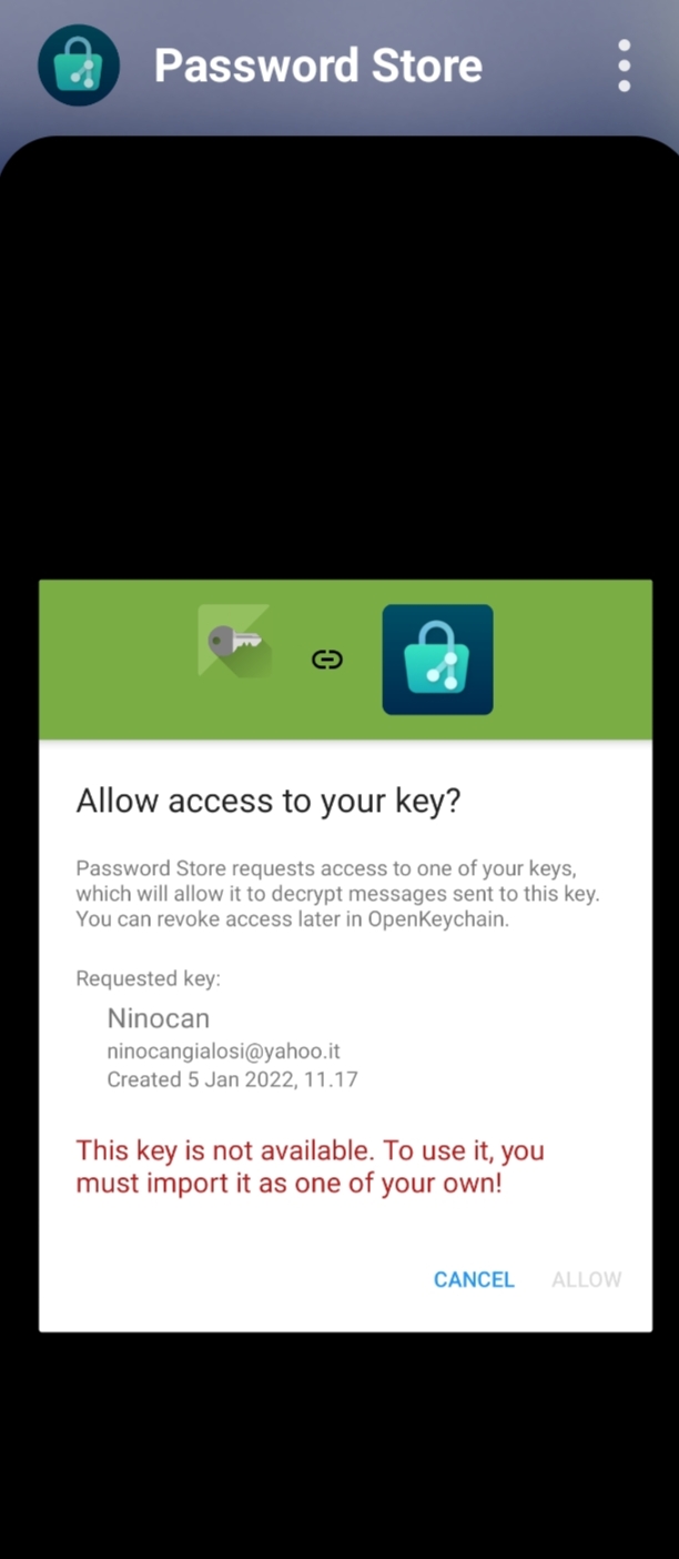 This Key Is Not Available To Use It You Must Import It As One Of Your Own · Issue 2742 