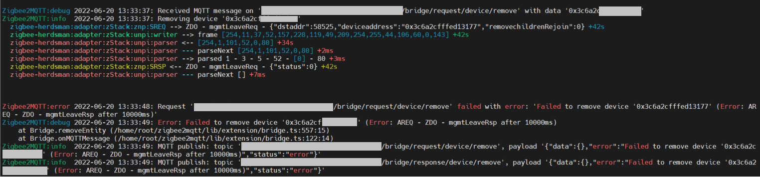 [SOLVED in 1-25-2] Device Remove Not working after Failed to remove device · Issue #12867 ...