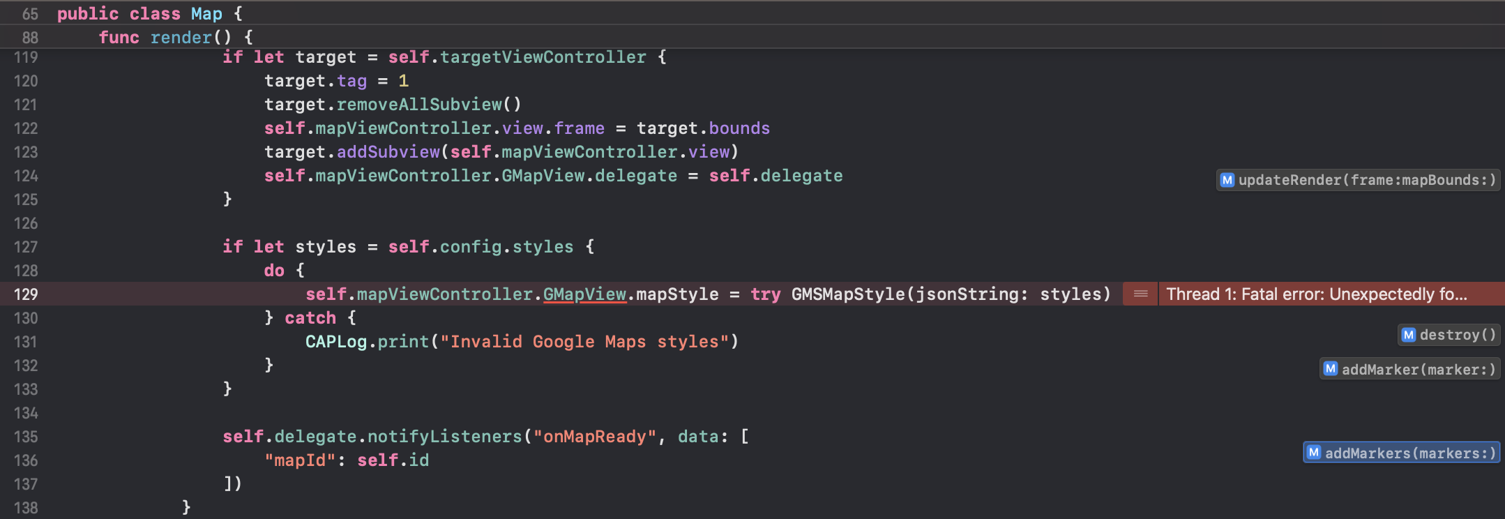 [google-maps] Unexpectedly found nil · Issue #1710 · ionic-team/capacitor-plugins · GitHub