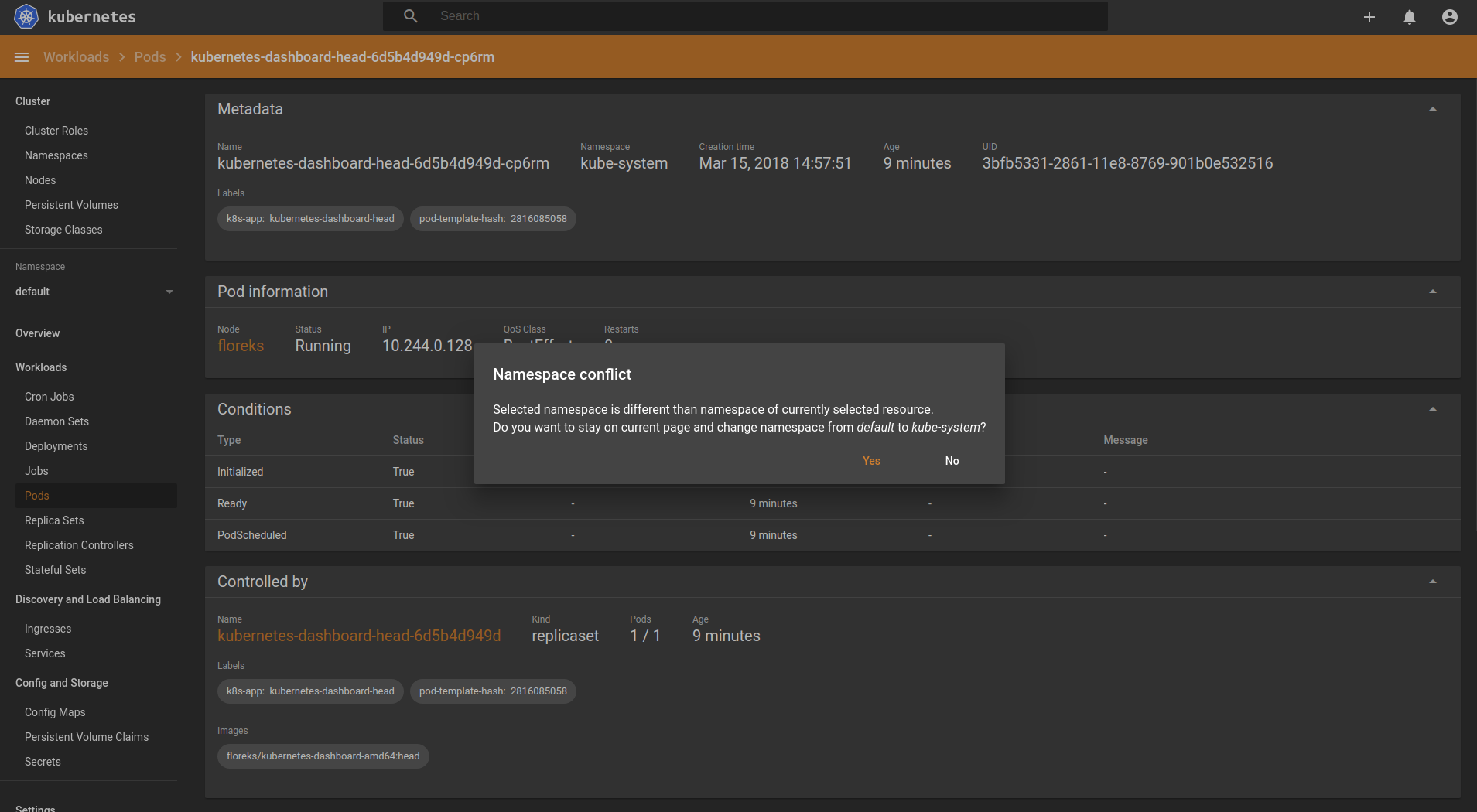 Change namespace dialog actions reversed · Issue #2784 · kubernetes ...