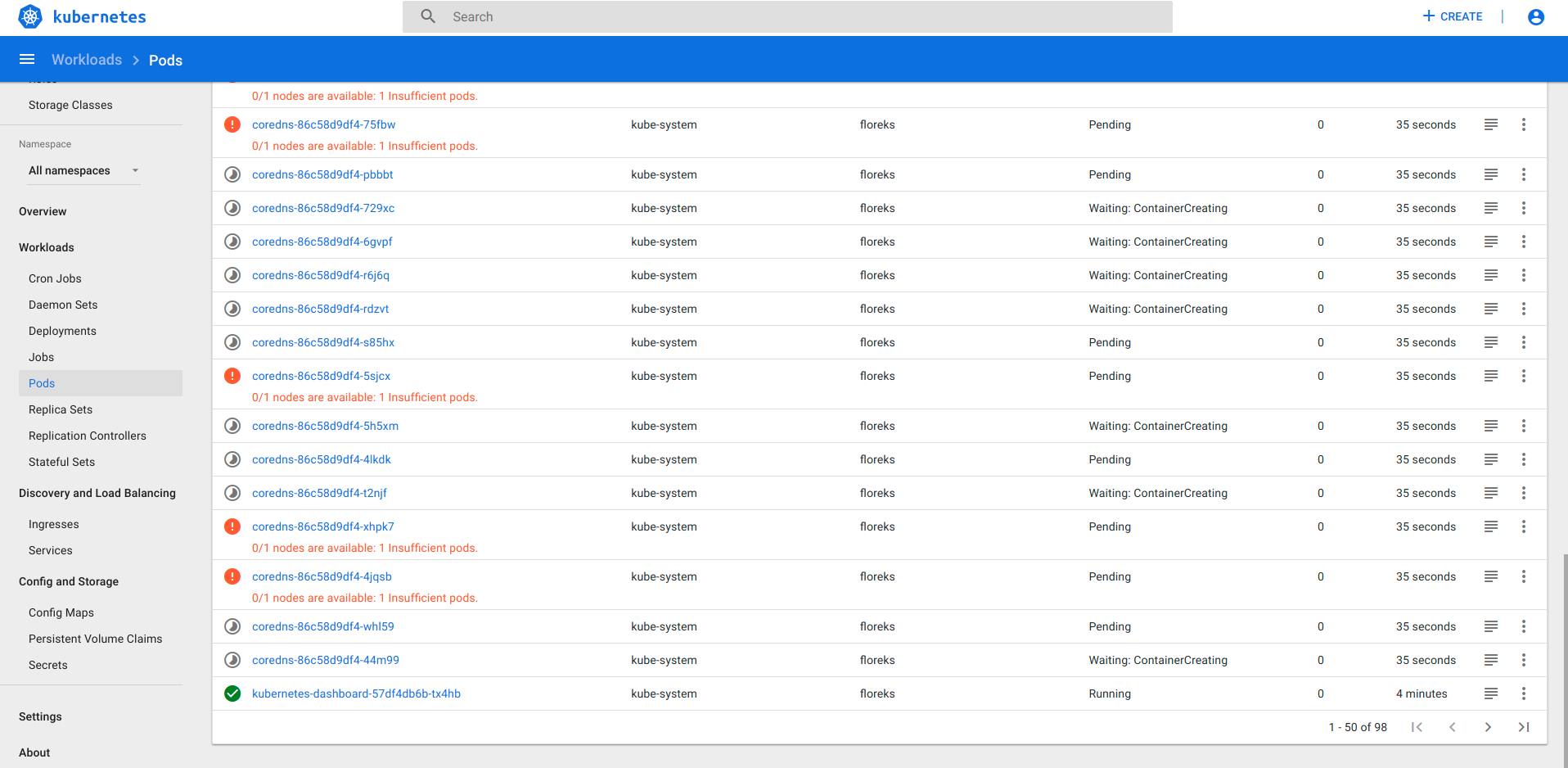 Kubernetes Dashboard Ignores Numer Of Items After Reordering · Issue