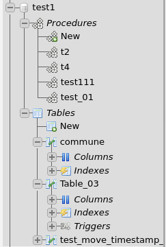 Navigation panel doesn't show Table's Indexes triggers and Columns ...