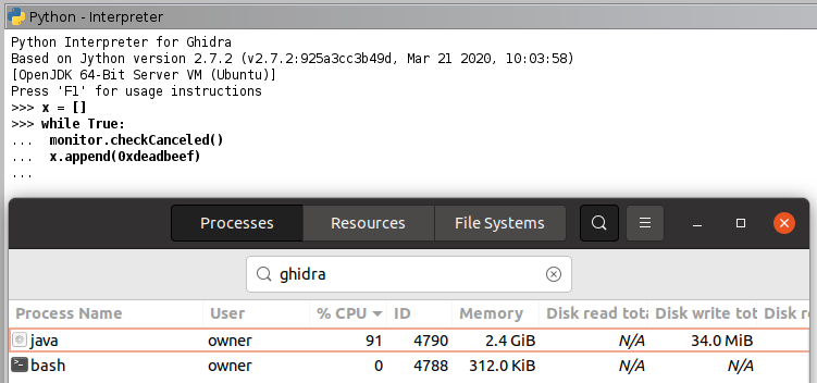Jython Memory Overflow Hangs Ghidra · Issue #3326 · NationalSecurityAgency/ghidra · GitHub