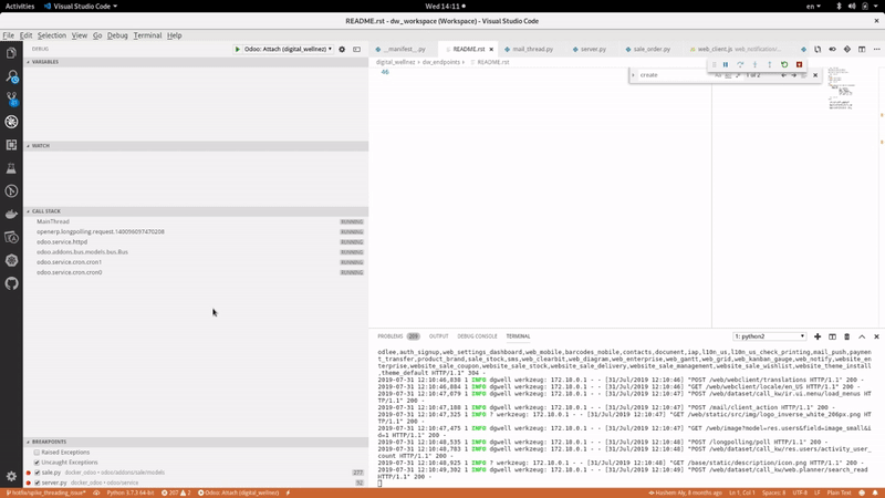 Call Stack doesn't clear out in realtime under remote debugging of a docker image · Issue #1644 ...