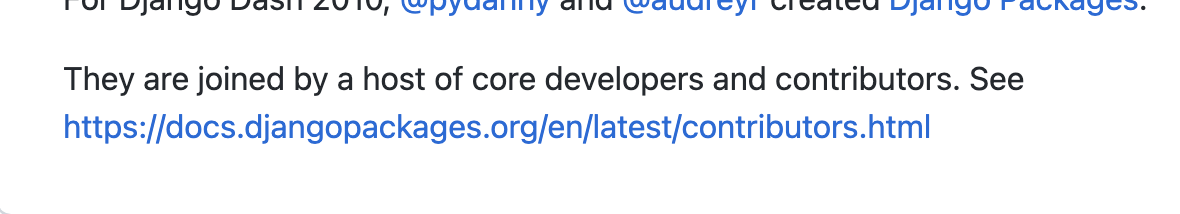 🐛 Link to contributors in README doesn't work · Issue #919 · djangopackages/djangopackages · GitHub