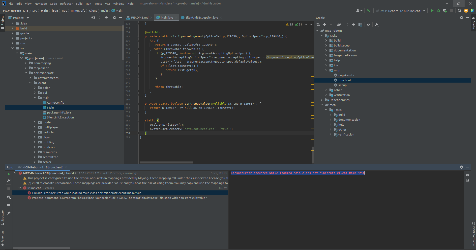 runclient task doesn't work (i get an error) · Issue #155 · Hexeption/MCP-Reborn · GitHub