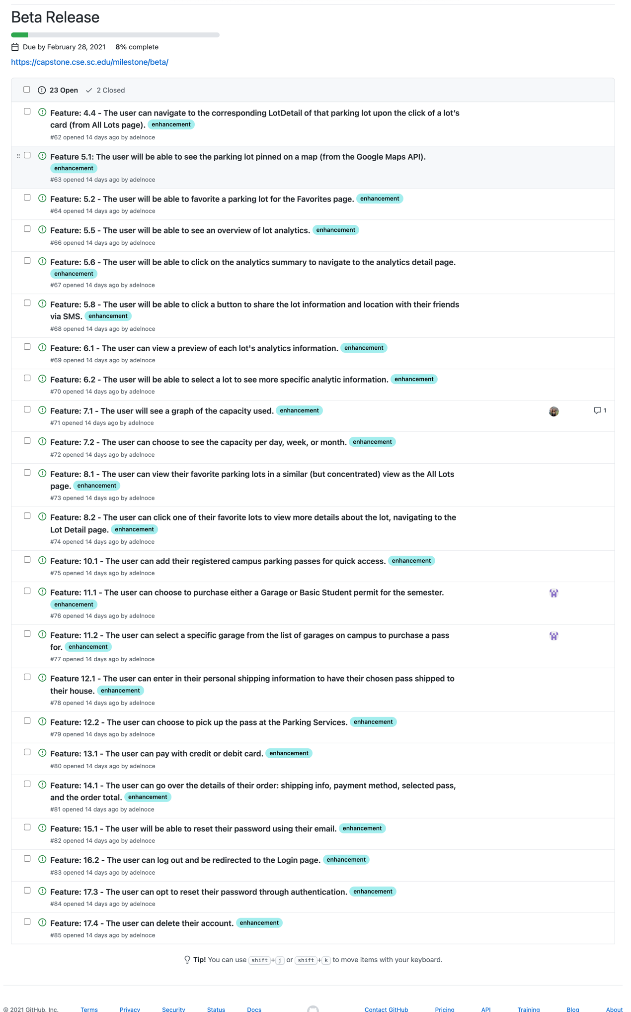 Assign one person to each Beta Issue · Issue #96 · SCCapstone/LotSpotter · GitHub