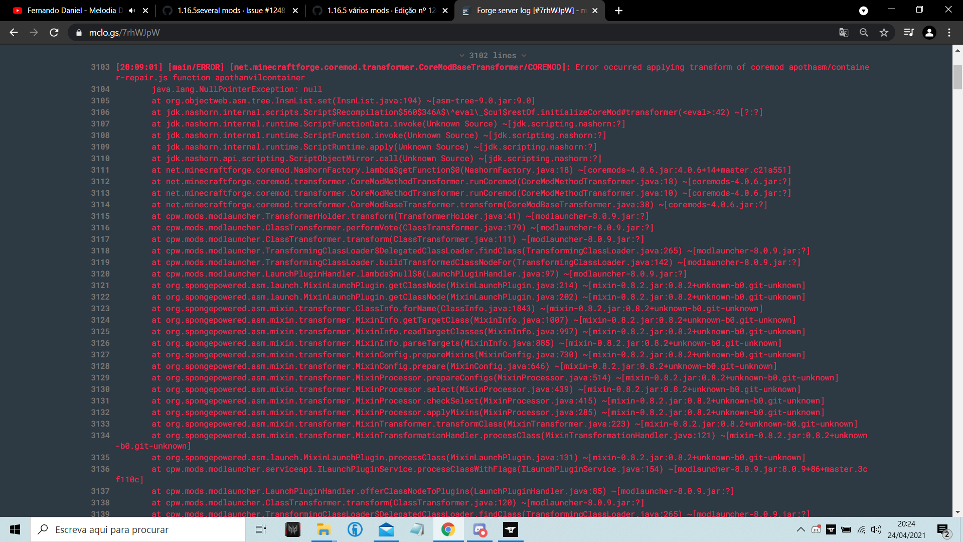 1.16.5several mods · Issue #1248 · MohistMC/Mohist · GitHub