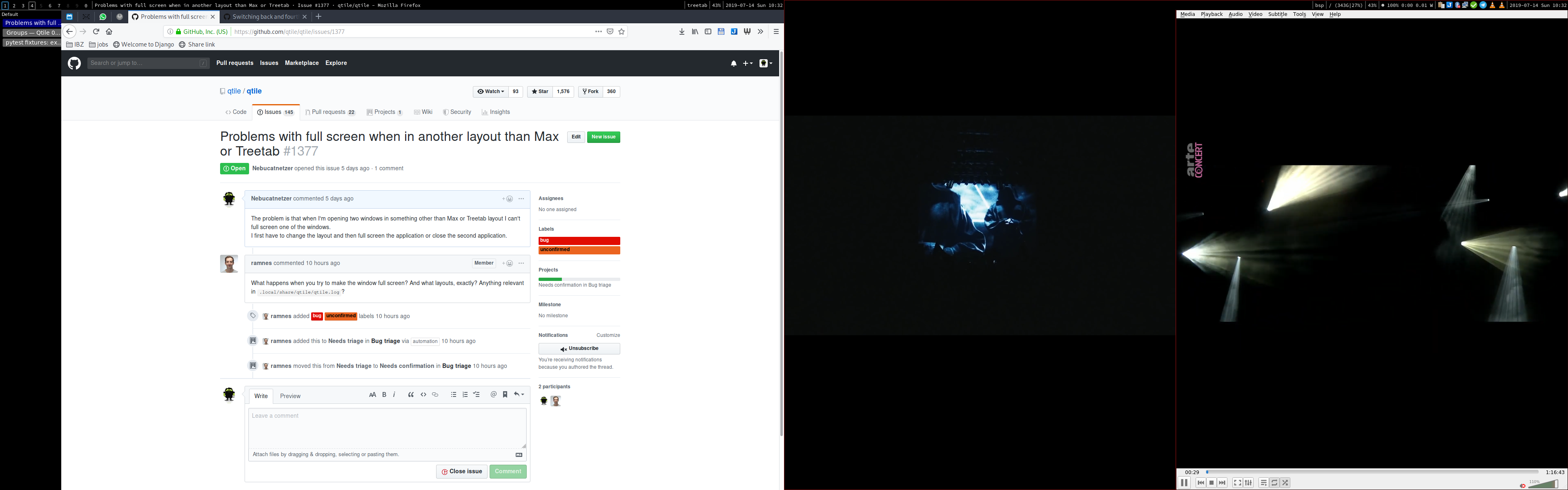 Problems with full screen when in another layout than Max or Treetab · Issue #1377 · qtile/qtile ...