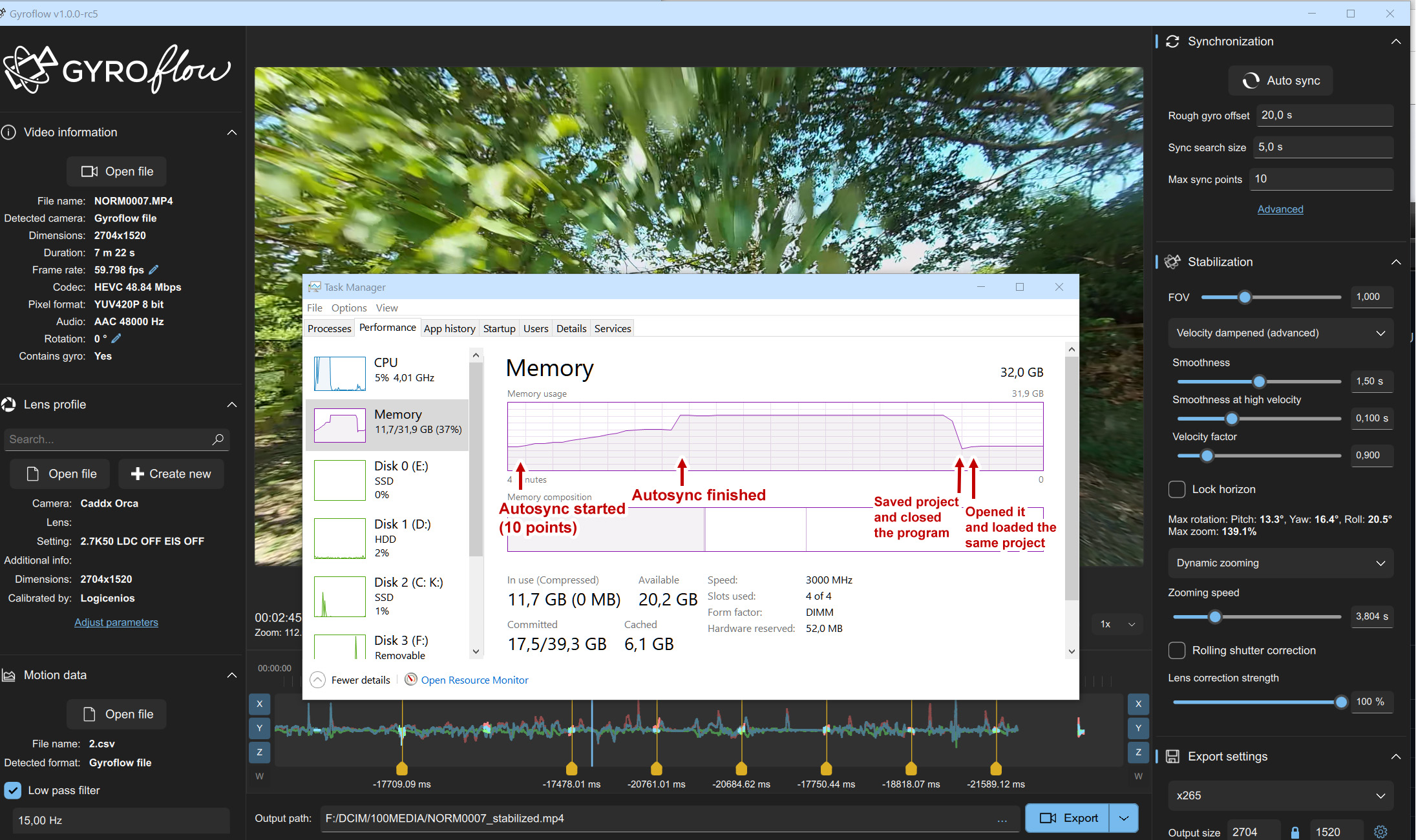 Memory leak in Auto sync · Issue #320 · gyroflow/gyroflow · GitHub